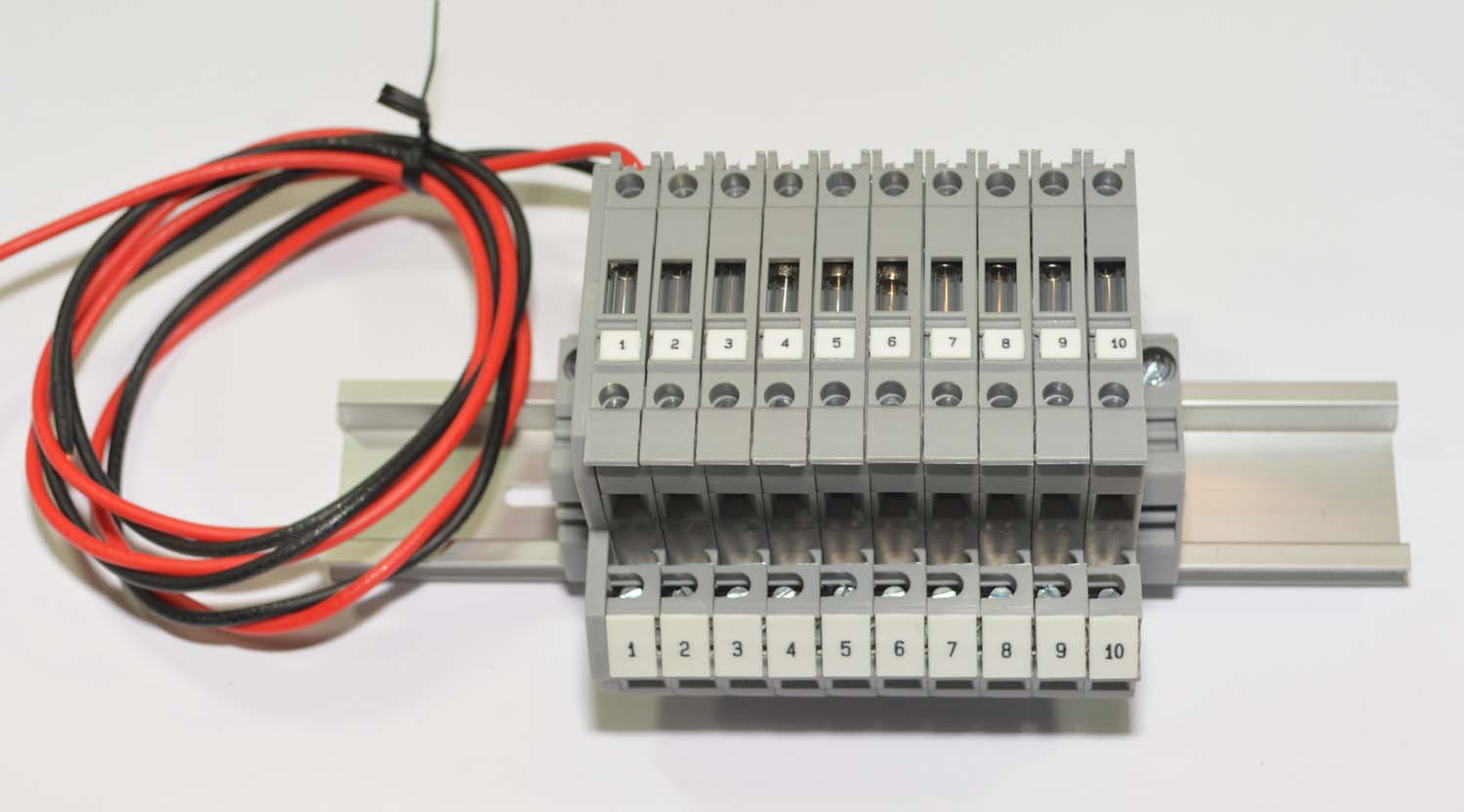 Altech DDFL4U-A10 DIN Rail Terminal Block Assembly, 10 Position